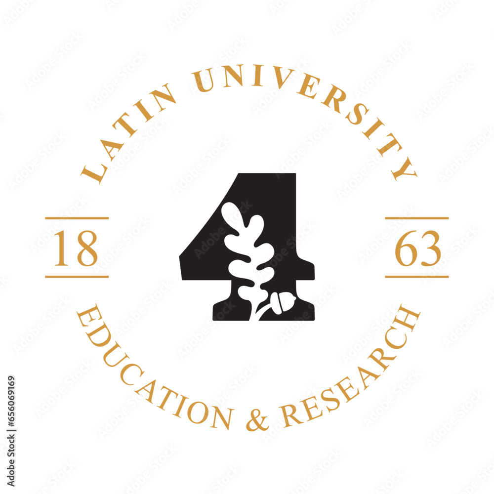 Vecteur Stock 4 logo. Number four with oak leaf and acorn. Negative ...