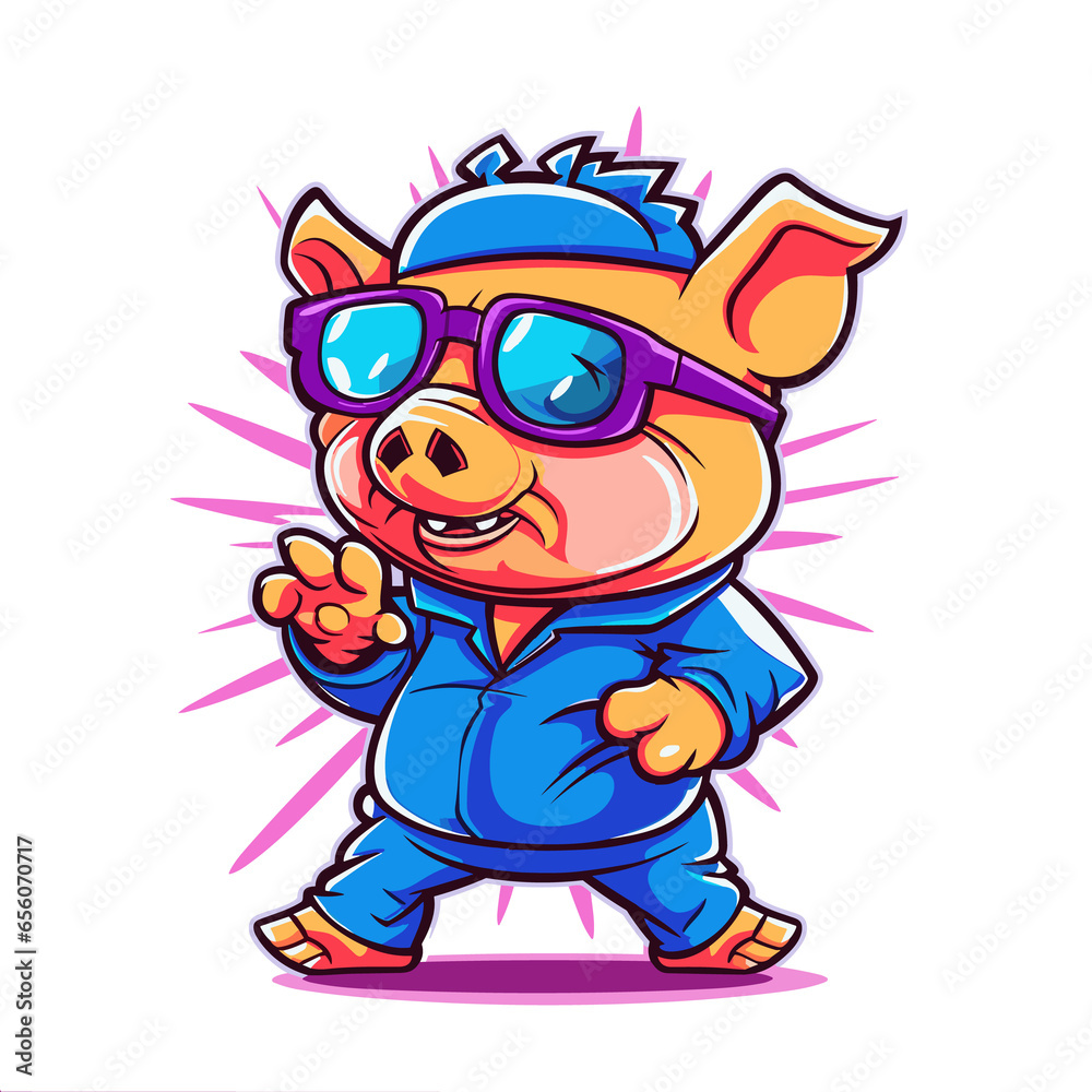 Pig dabbing with swag glasses cartoon , Illustration, Cartoon PNG Stock ...