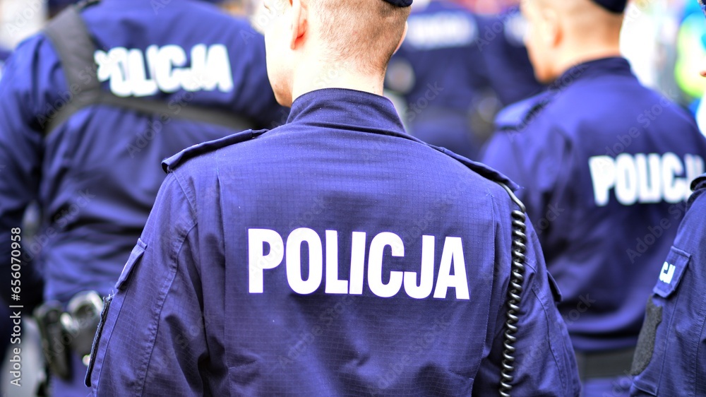 Poster Police sign - logo on the back of the police uniform. Policja ...