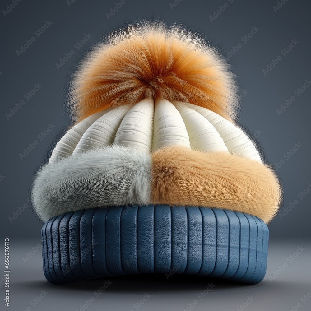 Winter Russian Hat objects and characters made in 3D style. Button ...