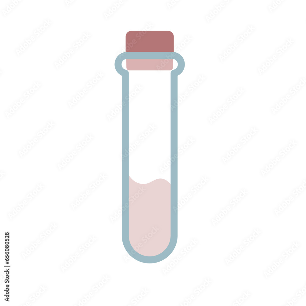 Isolated vector flat illustration of Laboratory test-tube with stopper ...