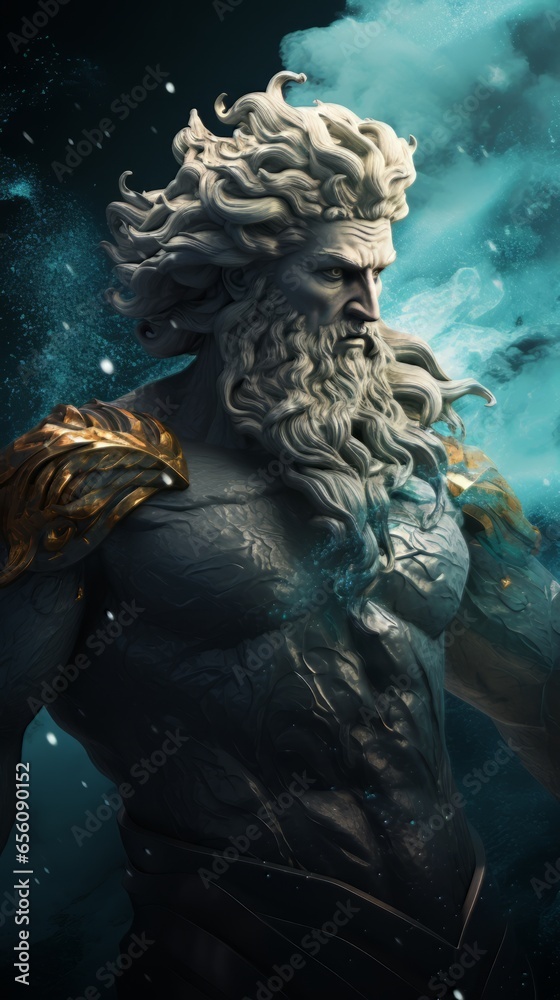 Neptune - The roman god of the sea.generative ai Stock Illustration ...