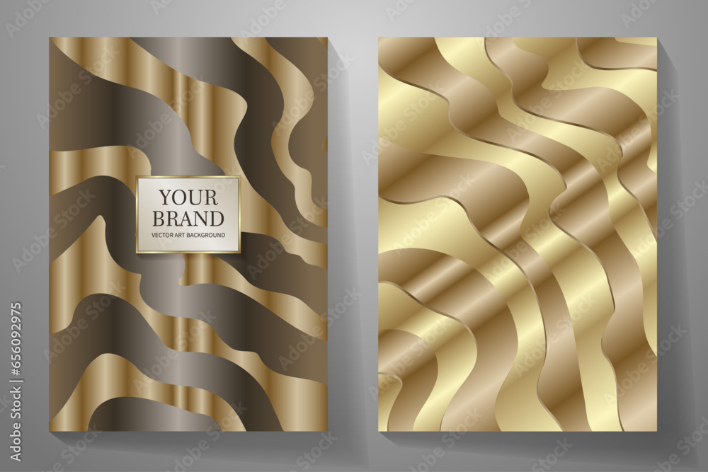Gold elegant cover design set. Luxury vector background collection with ...