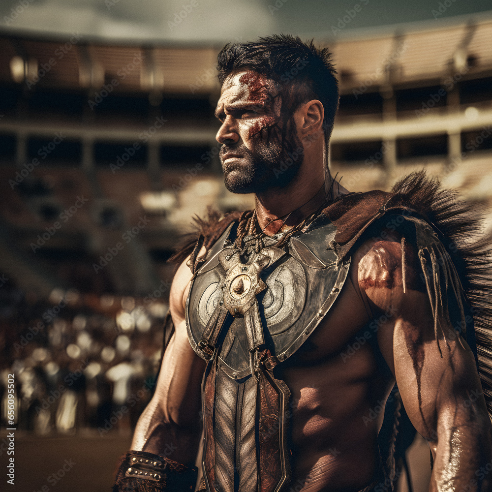 Viking Gladiator in Post-Apocalyptic Roman Arena. Generative AI. Stock ...