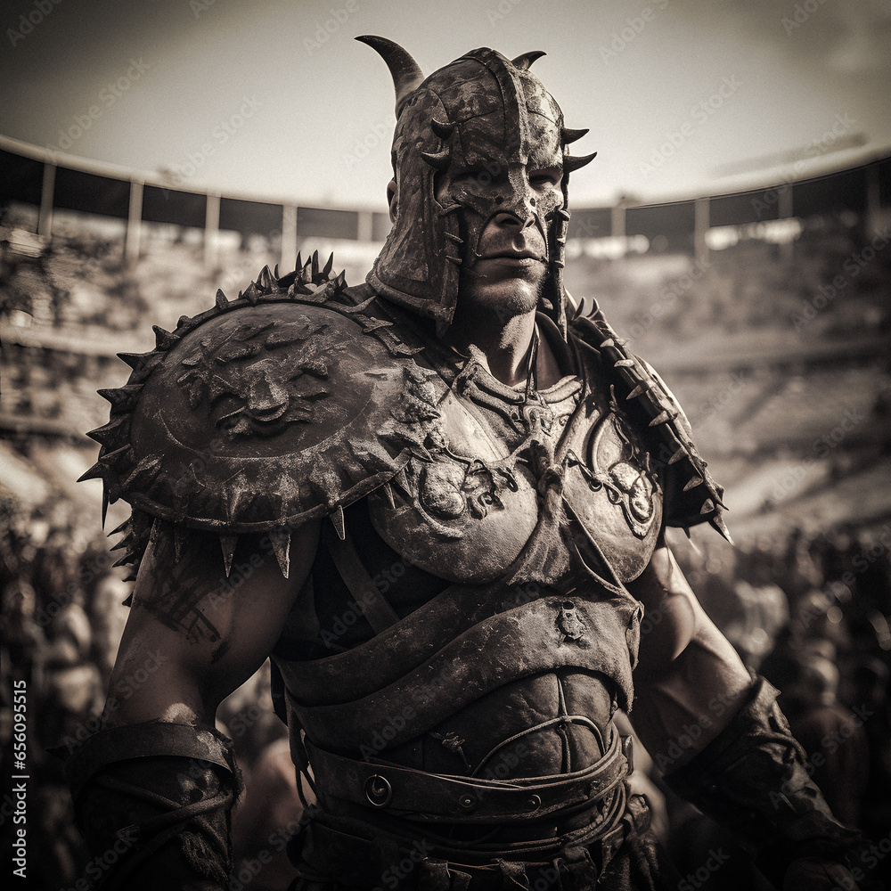 Viking Gladiator in Post-Apocalyptic Roman Arena. Generative AI. Stock ...
