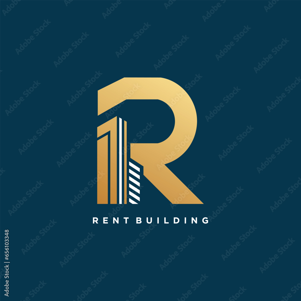 Letter R logo design vector element with building concept Stock Vector ...