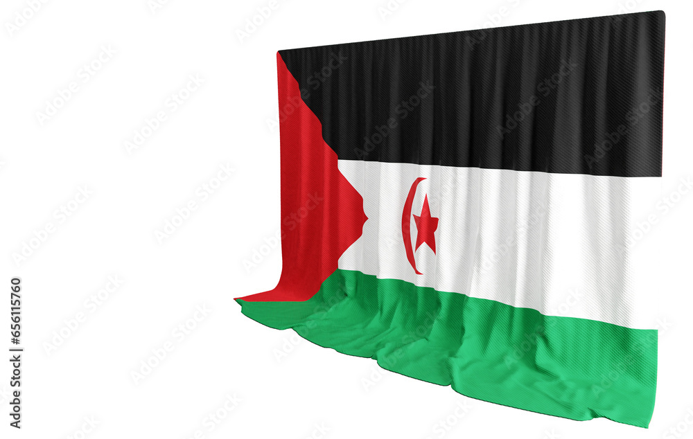 Sahrawi Arab Democratic Republic Flag Curtain in 3D Rendering called ...