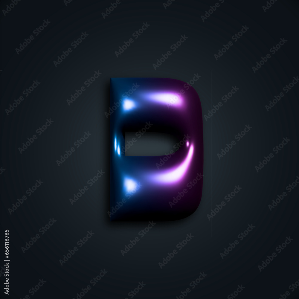 Glossy Typographic Symbol in Trendy Style with 3d and Metallic Gradient ...