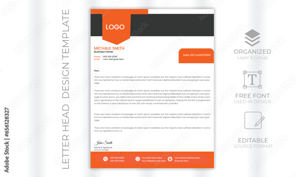 Minimalist concept business style letterhead template design ...