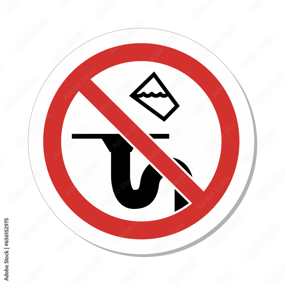 ISO Prohibition Circular Sign: Do Not Pour Liquids Down Drain Symbol ...