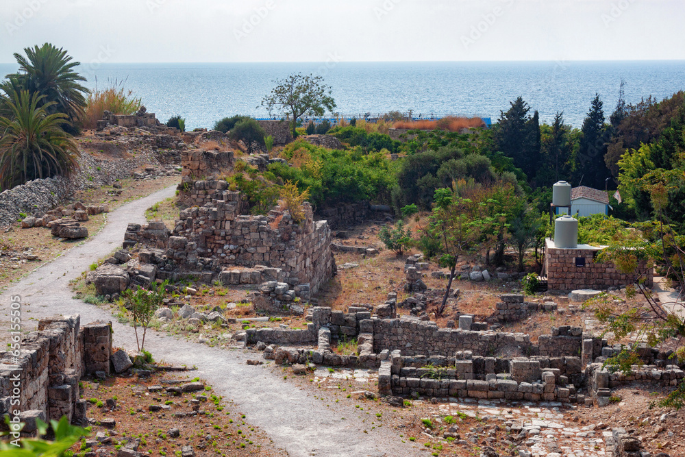 View of the ruins of the historic city of Byblos. It is have been ...