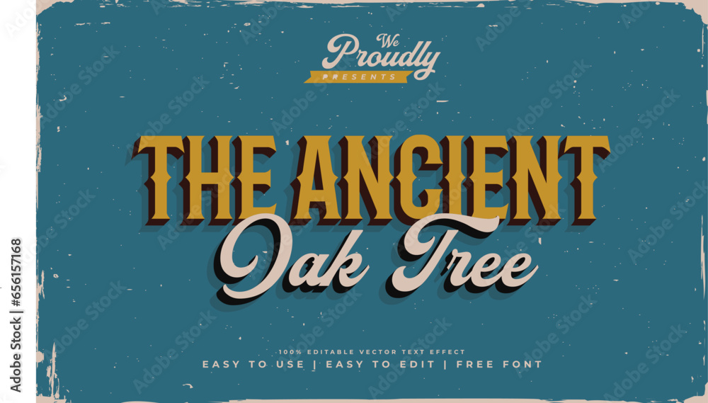 vintage retro rustic old village shabby worn editable text effect Stock ...
