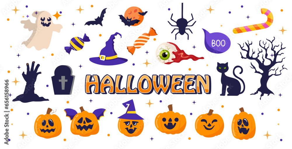collection of Halloween vector designs with halloween theme clip art ...