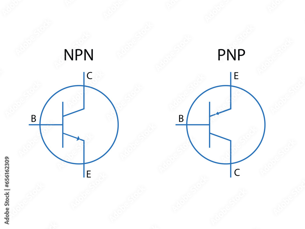 Transistor. PNP and NPN transistor vector part of electronica component ...