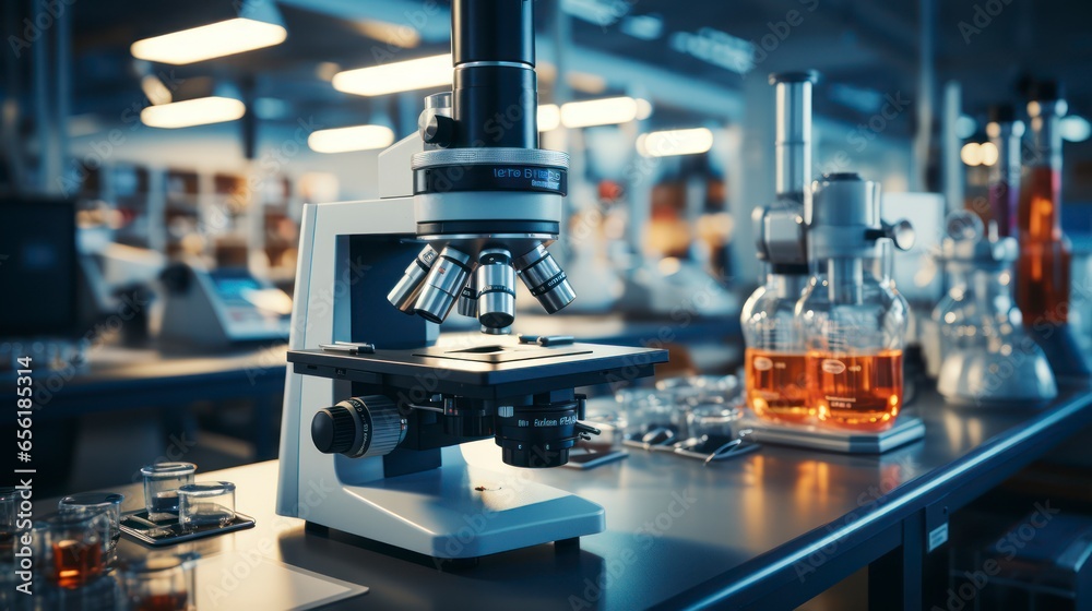 Microscope in Laboratory Symbolizing Innovation, Discovery and The ...