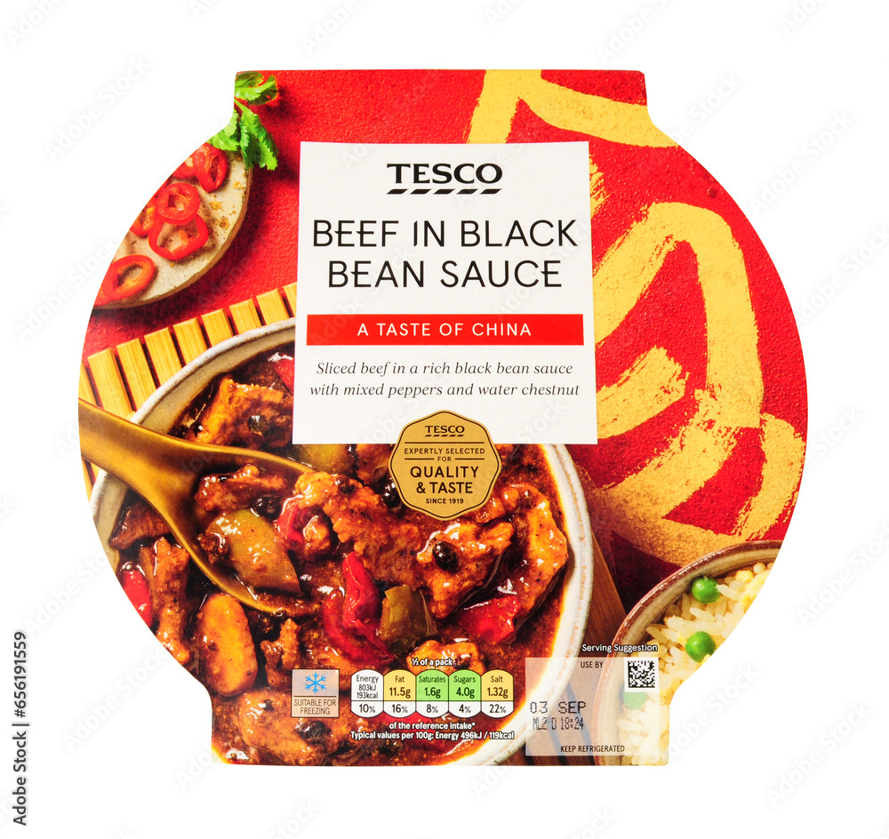Tesco supermarket Chinese beef in black bean sauce ready meal Stock ...