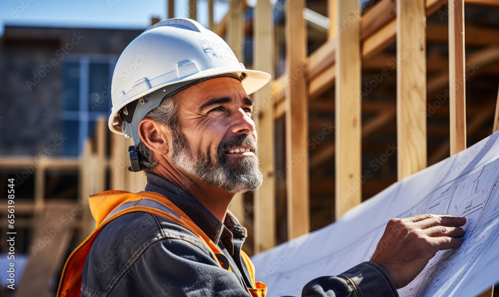 portrait of Construction and Building Inspector. Inspect structures ...