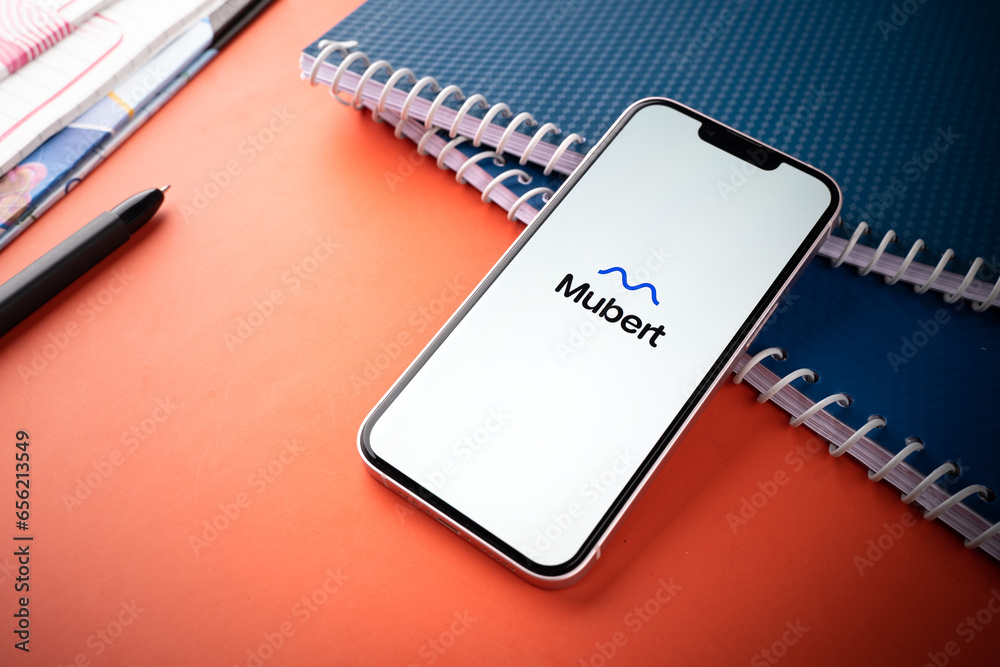 West Bangal, India - july 5, 2023 : Mubert ai logo on phone screen ...