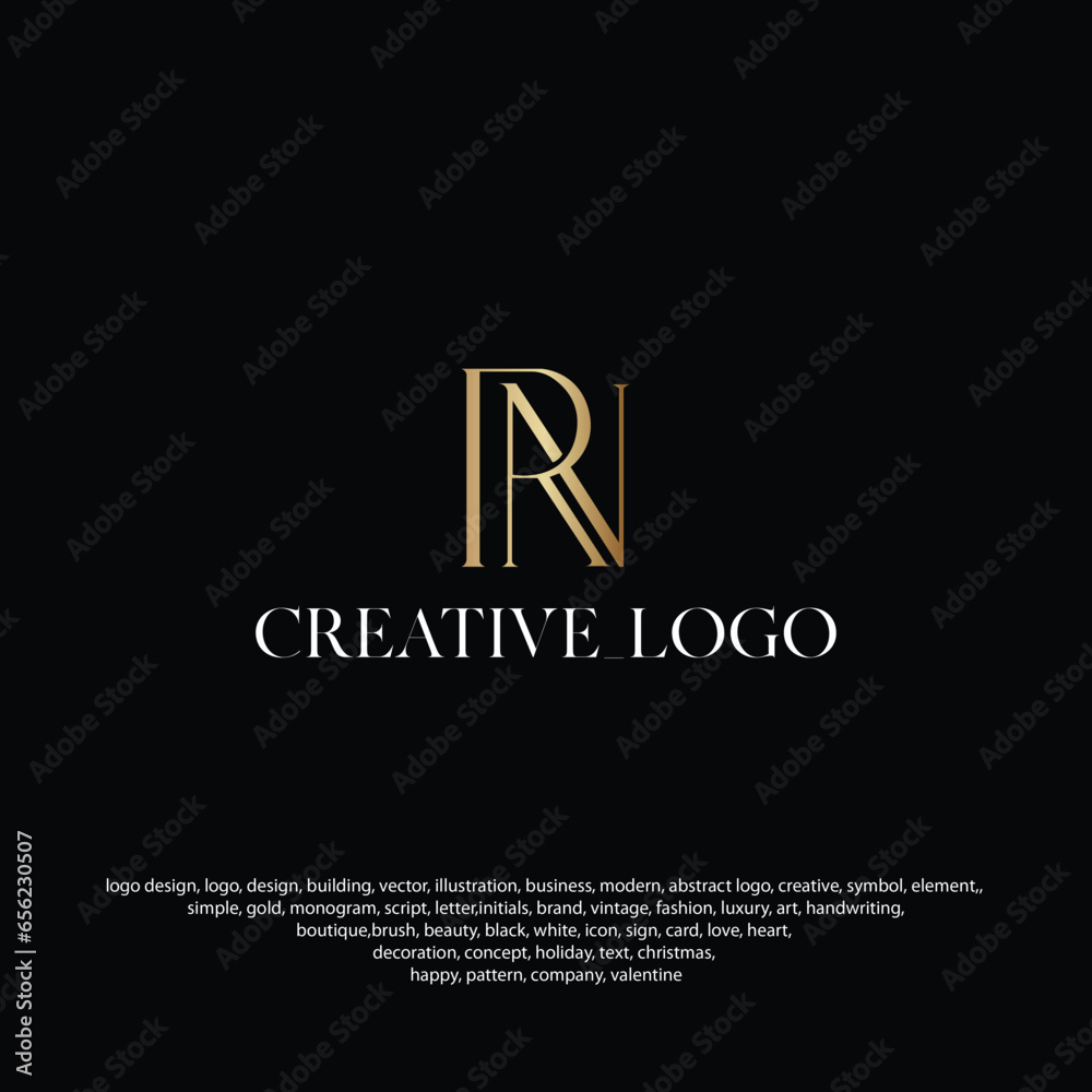 RN luxury logo or NR fashion logo, RN icon, NR logo modern logo, golden ...
