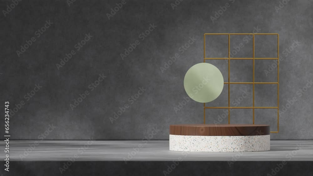 wood and terrazzo texture podium seamless shadow animation looping with ...