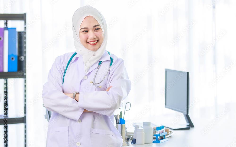 Asian professional successful experienced muslim female doctor ...