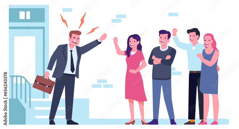 Conflict between residents and building manager. Loud shouting. People ...