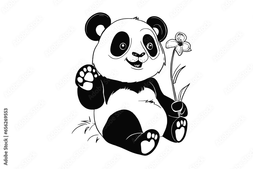 Pure Panda Delight: A Vector Illustration of an Irresistibly Cute Panda ...