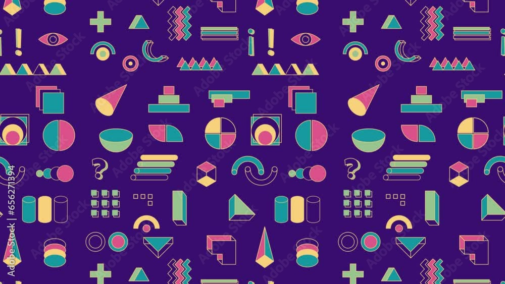 Animated video background with a memphis theme with a pattern of ...