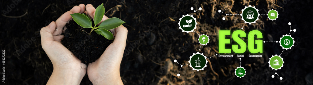 Little kid grow plant with eco icon symbolize natural preservation for ...