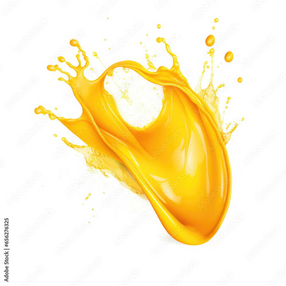 Mango juice wave splash isolated on white background with clipping path ...