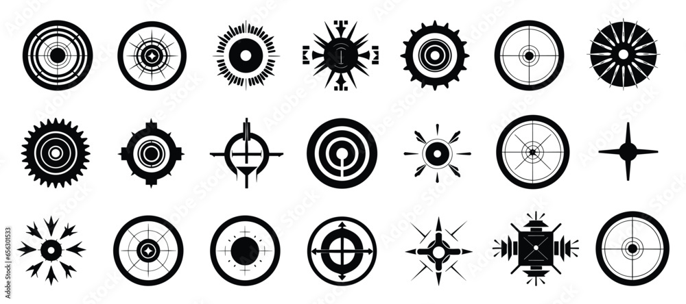 Sniper aim on white background. Target icons. Focus symbol in circle ...