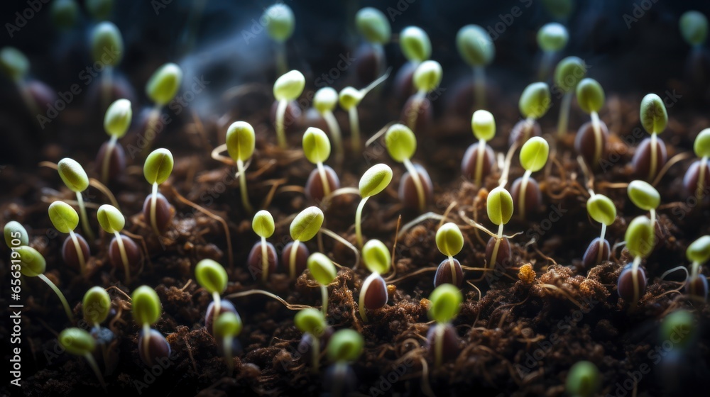 Investing concept. Initial stages of sprouting seeds, new growth Stock ...
