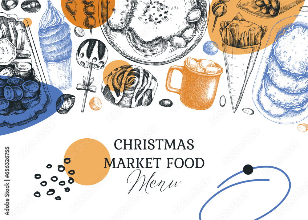 Collage style Christmas background. Traditional European Christmas ...
