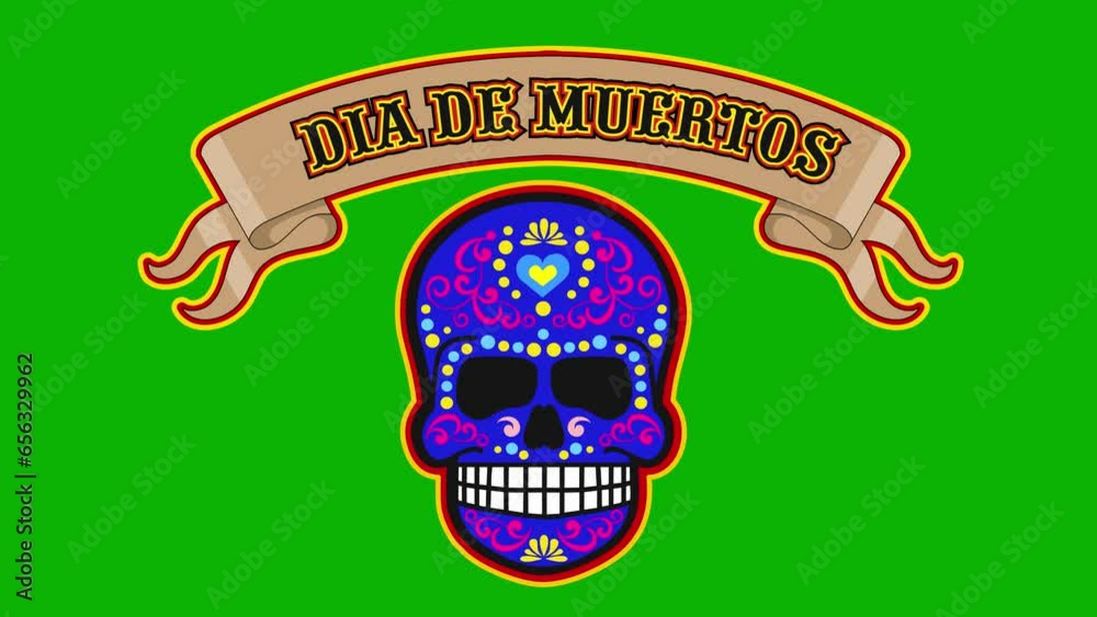 Day of the Dead, Holy Death, cartoon, animated mexican sugar skull with ...