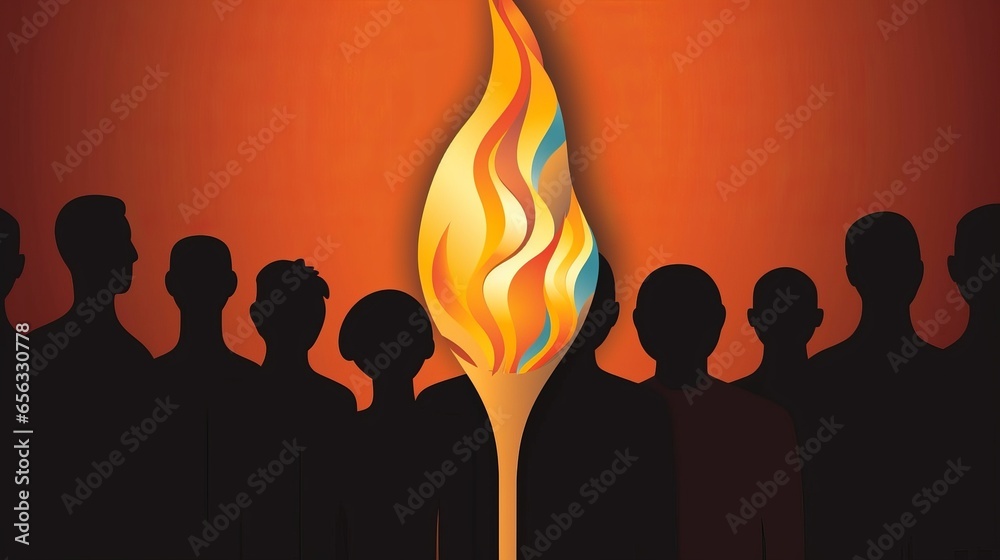 Torch of Unity: A single torch whose flame transforms into simple ...