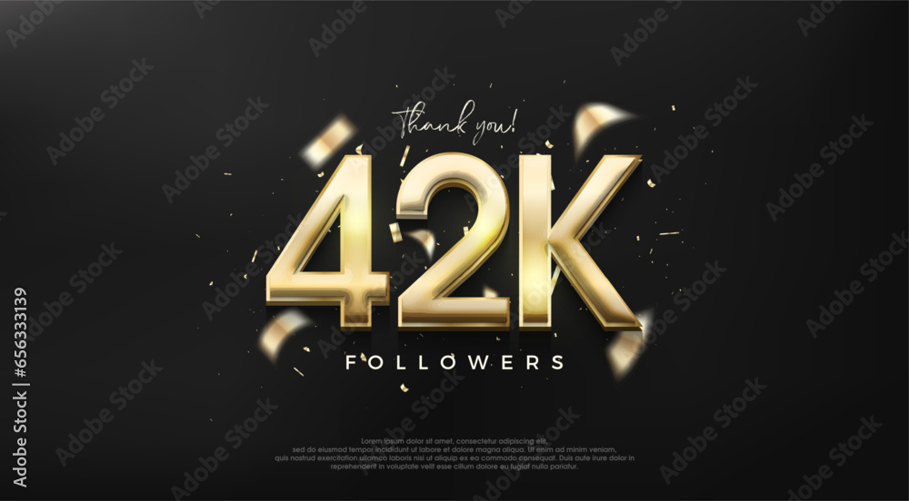 Shiny gold number 42k for a thank you design to followers. Stock Vector ...