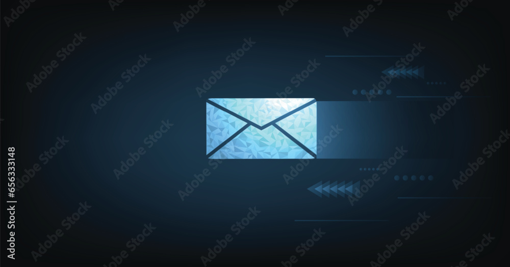 Letter sent by email and digital marketing concept. Email communication ...