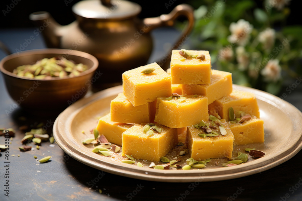 mango burfi is a melt-in-the-mouth Indian milk fudge flavored with ...