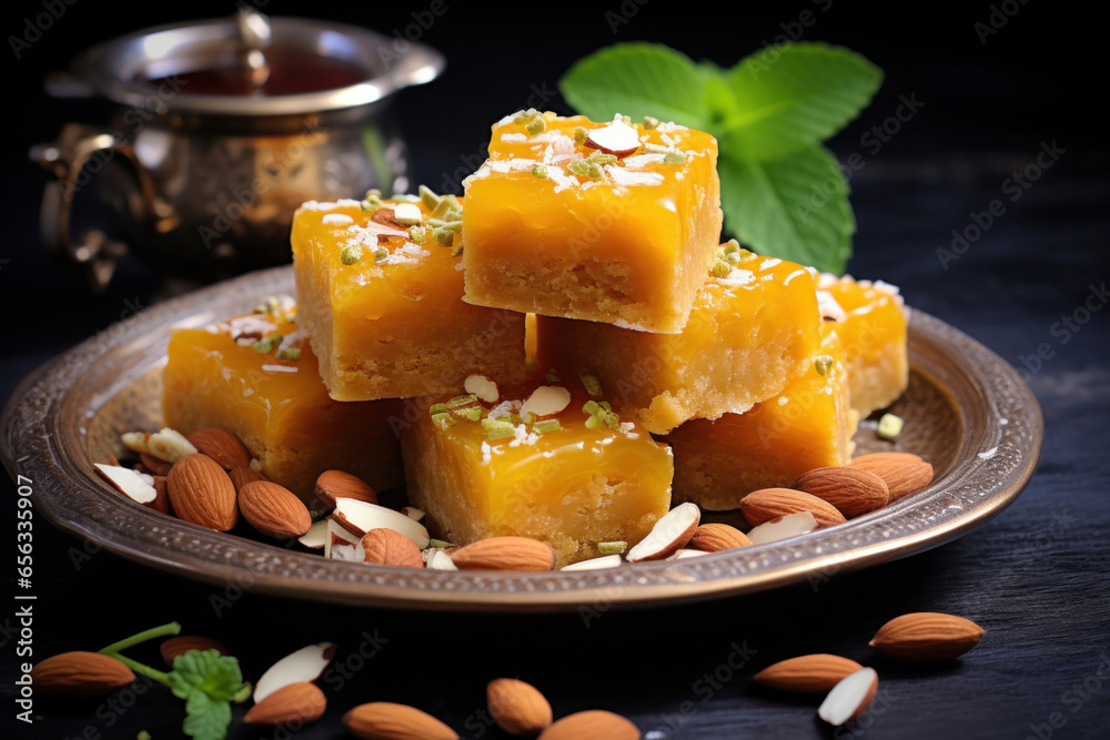 mango burfi is a melt-in-the-mouth Indian milk fudge flavored with ...