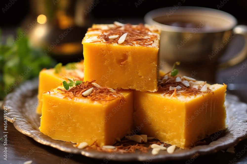 mango burfi is a melt-in-the-mouth Indian milk fudge flavored with ...