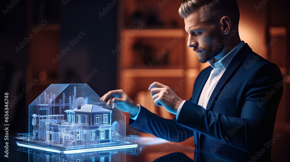 An architect who develops a house plan in the form of augmented reality ...