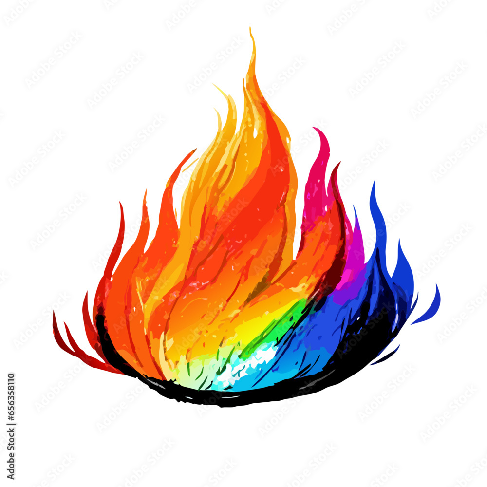 rainbow fire, rainbow flame, fire, flame, vector, no background, png ...