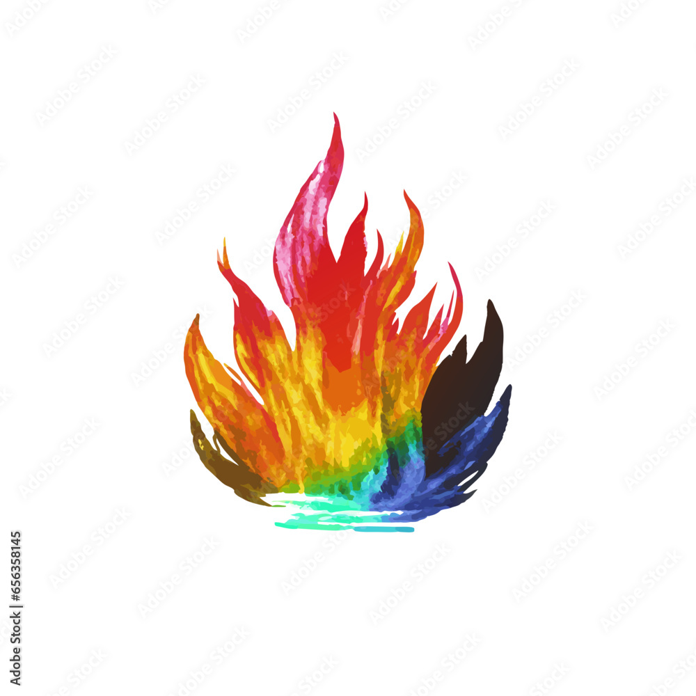 rainbow fire, rainbow flame, fire, flame, vector, no background, png ...