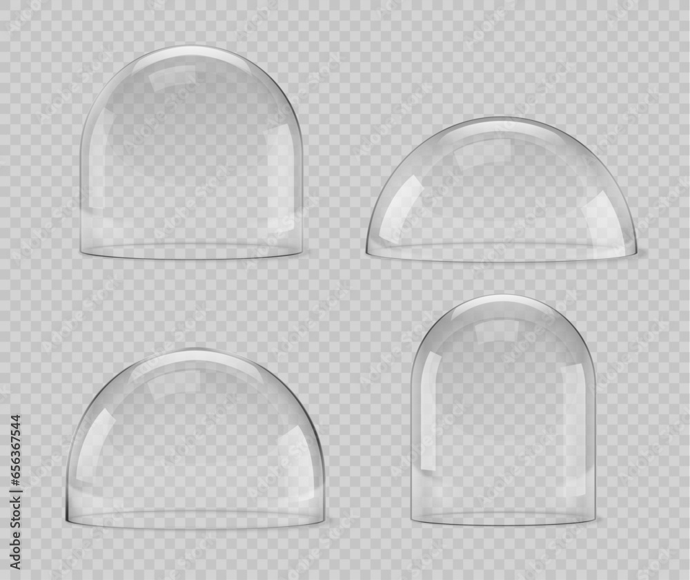 Isolated glass dome, glossy bell sphere. Realistic 3d vector snow globe ...