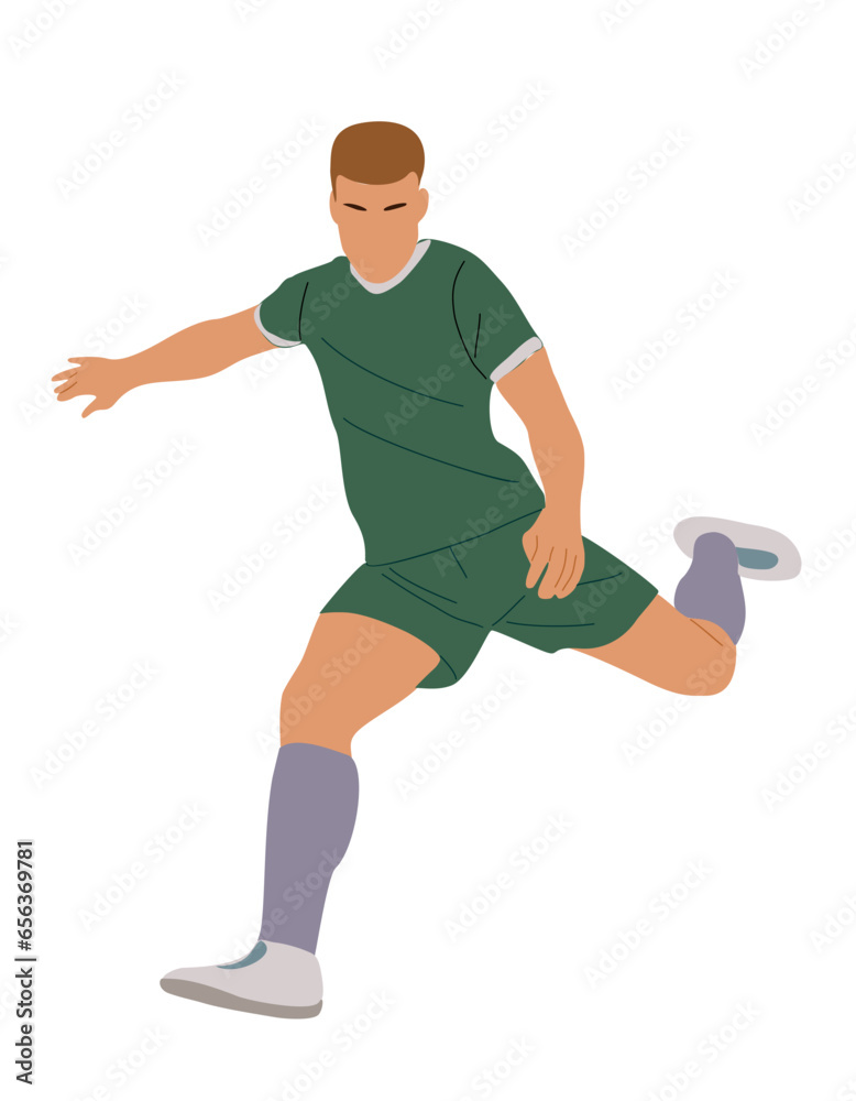 Soccer player, sports man football player with ball in action. Young ...