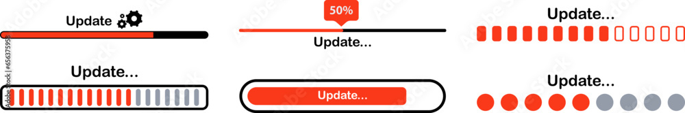 Update bar. Loading or updating files. Installation new software ...