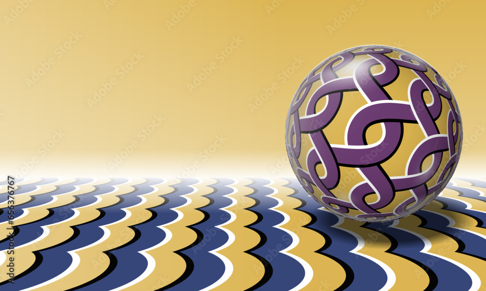 Copy space with patterned sphere on surface that creates the optical ...