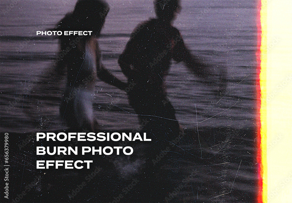 Burn Film Light Leak Photo Effect Mockup Template Texture Overlay Print ...