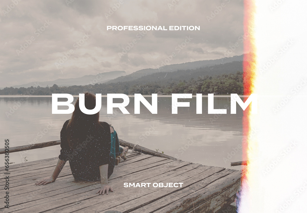 Burn Film Light Leak Photo Effect Mockup Template Texture Overlay Print ...