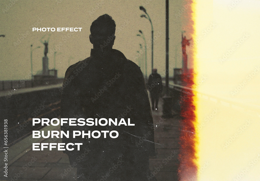 Burn Film Light Leak Photo Effect Mockup Template Texture Overlay Print ...